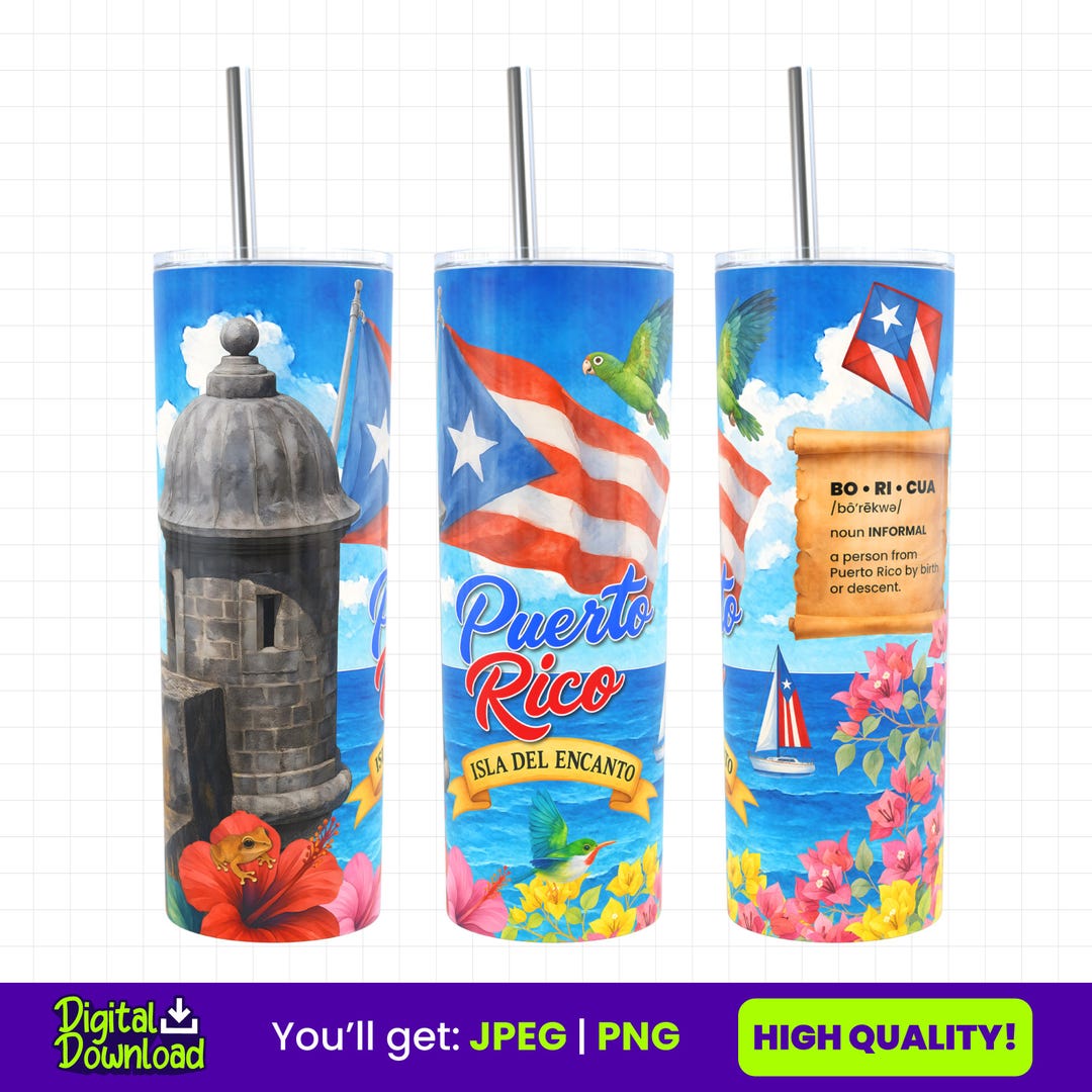 Puerto Rico Tumbler Wrap JPG PNG | 20oz Tumbler Wrap | Garita Del Morro ...