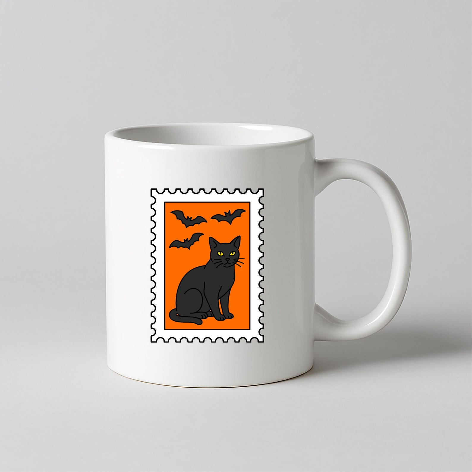 Halloween Postal Stamp Svg Png | Retro Witch Cat Ghost Bats Bundle ...