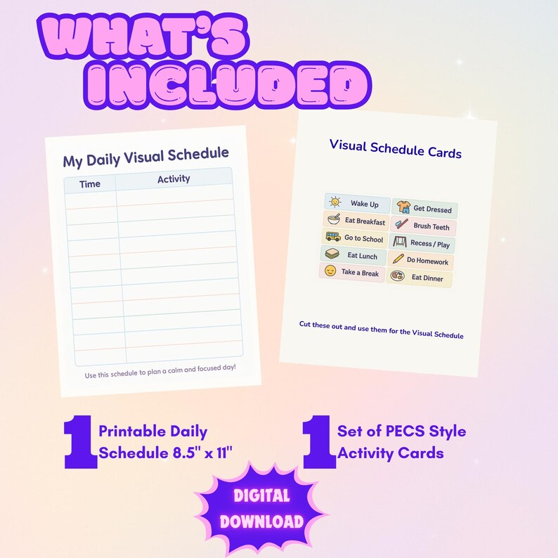 Printable Daily Visual Schedule for Kids – PECS Cards + First–then ...