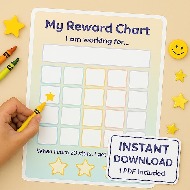 Printable Reward Chart for Kids – Behavior & Chore Tracking Chart ...