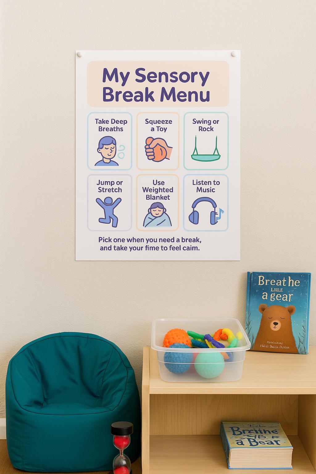 Sensory Break Menu Printable – Calm Down Choice Board for Kids | Autism ...