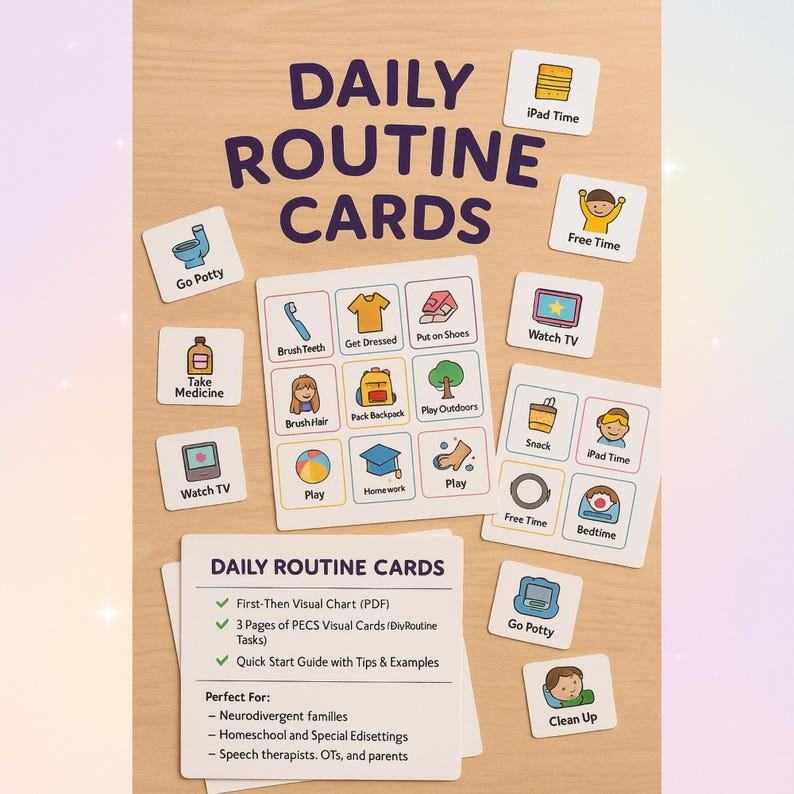 Daily Routine PECS Cards for Kids | Visual Schedule Printable for ...