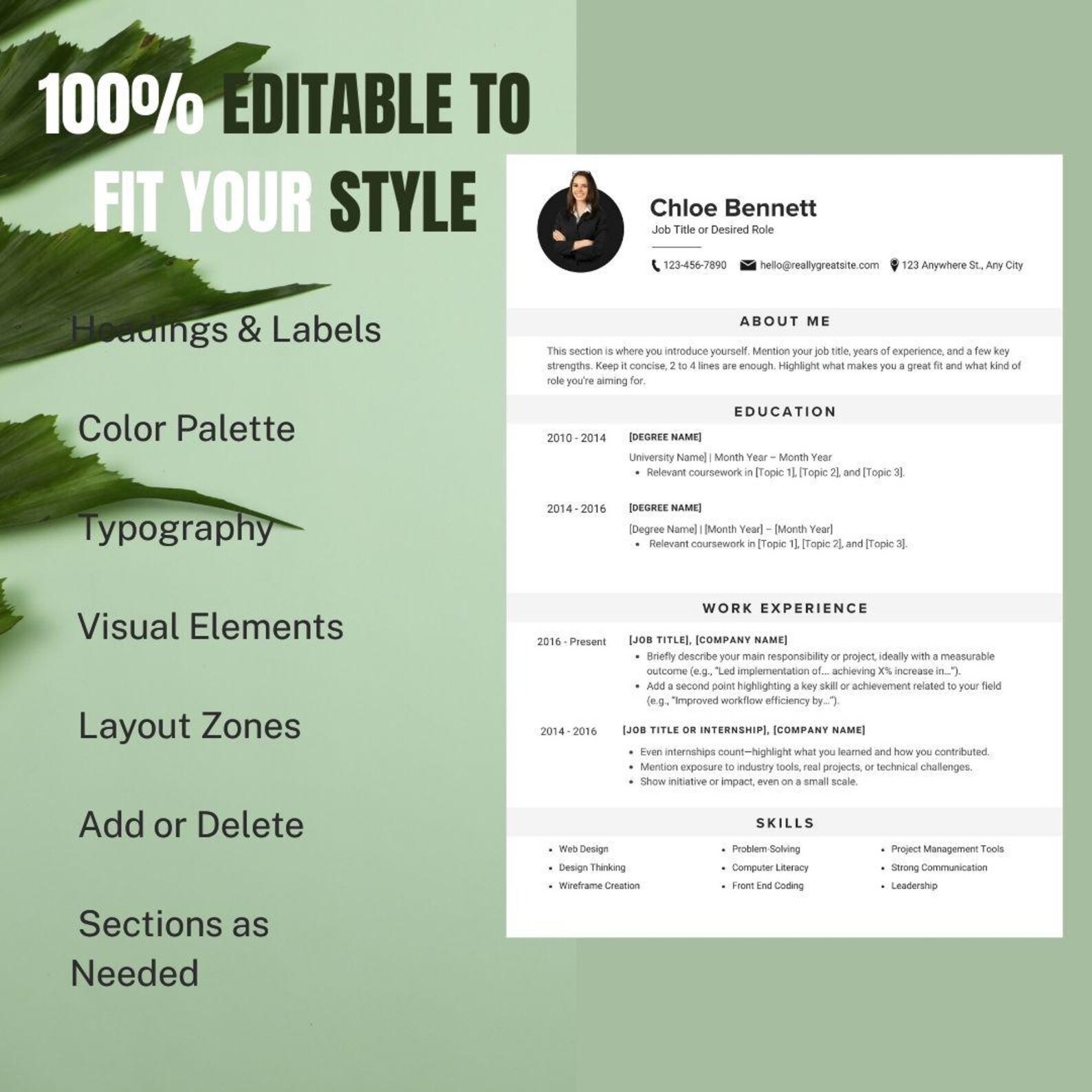ATS Friendly Resume With Photo ATS Resume Template Clean Elegant Resume ...