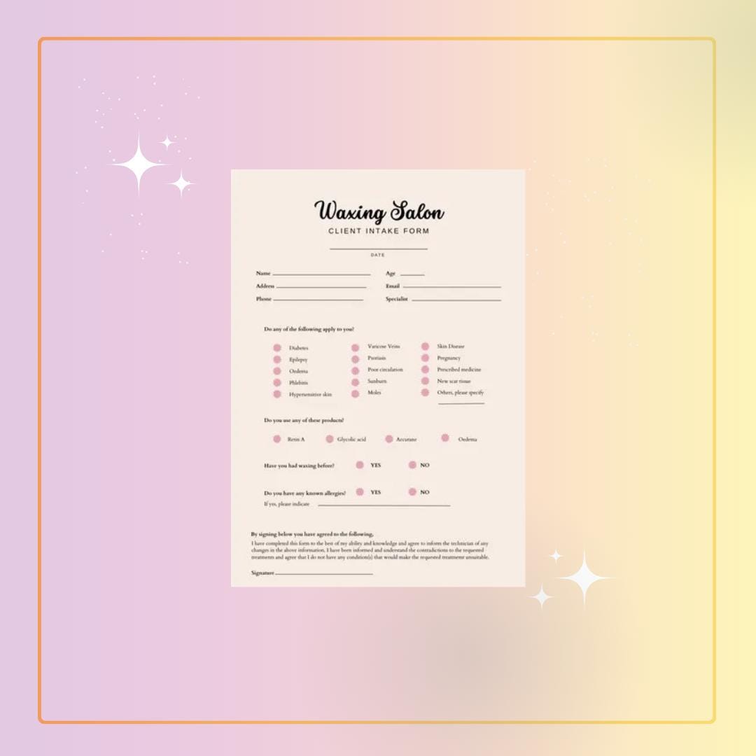 Editable Waxing Consent Form Template. Esthetician Client Intake PDF ...