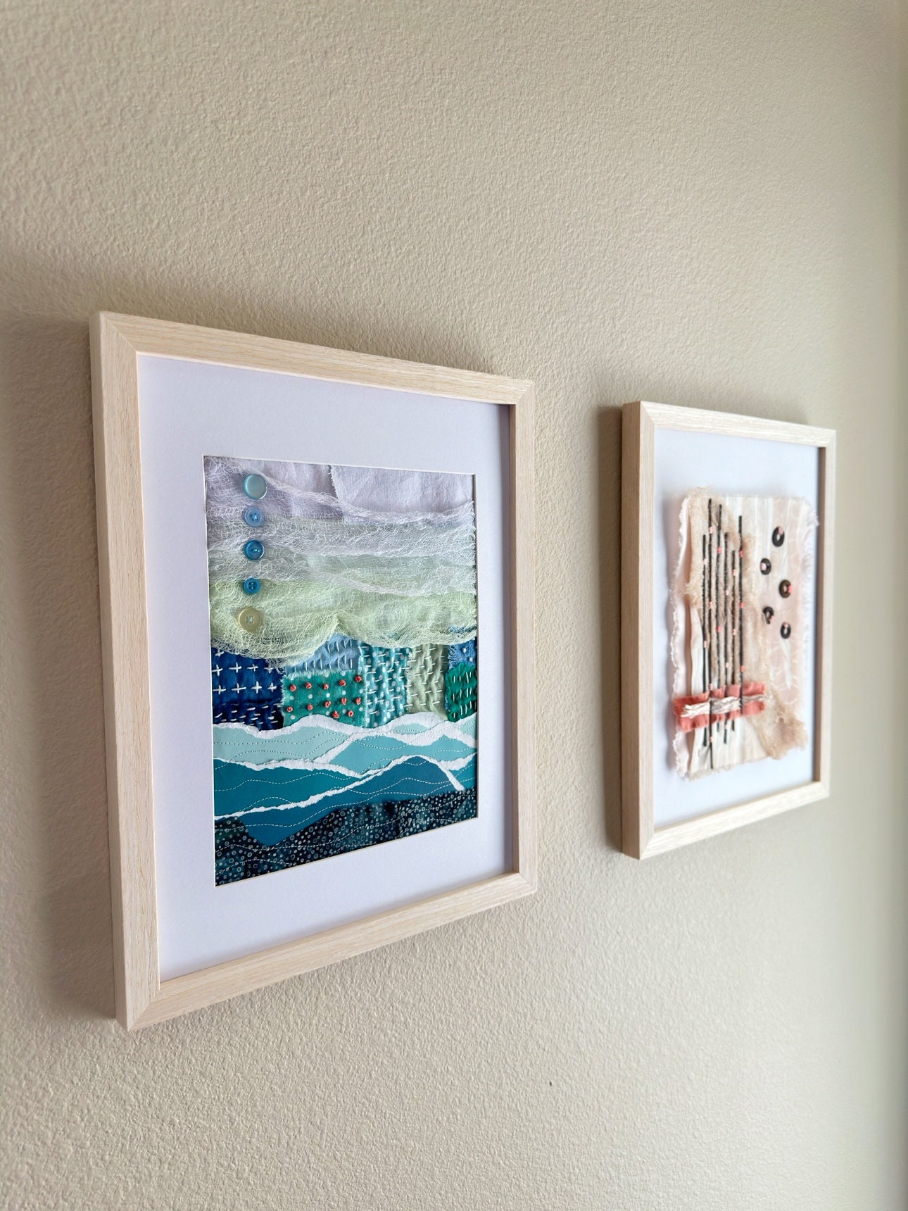 FRAMED Mixed Media Wall Art, Textile Wall Art, Fabric Wall Art ...