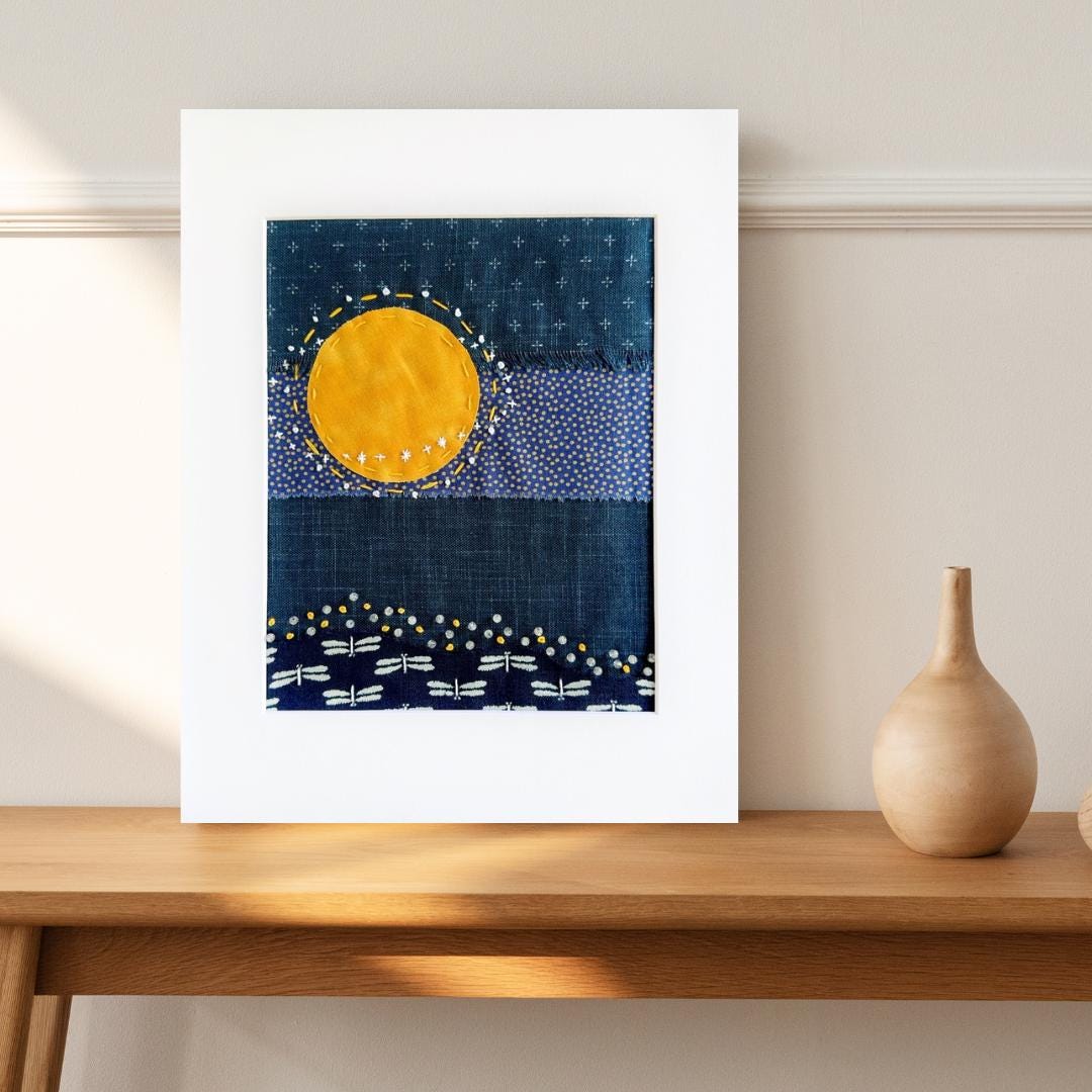 11x14 Mixed Media Wall Art, Textile Wall Art, Fabric Wall Art, Abstract ...