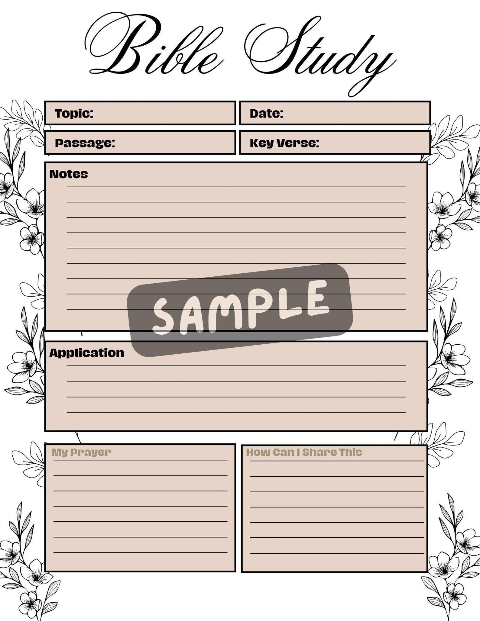 Bible Study Printable Template | Scripture Study Sheet | Faith-based ...