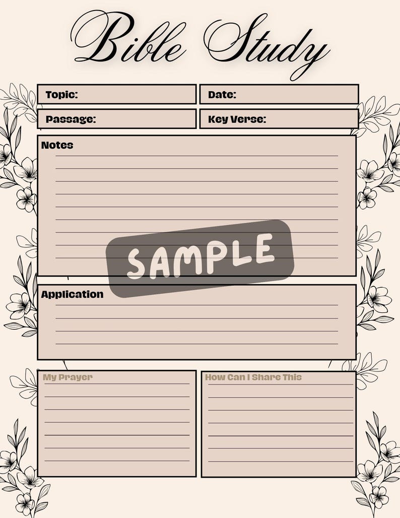 Bible Study Printable Template | Scripture Study Sheet | Faith-based ...