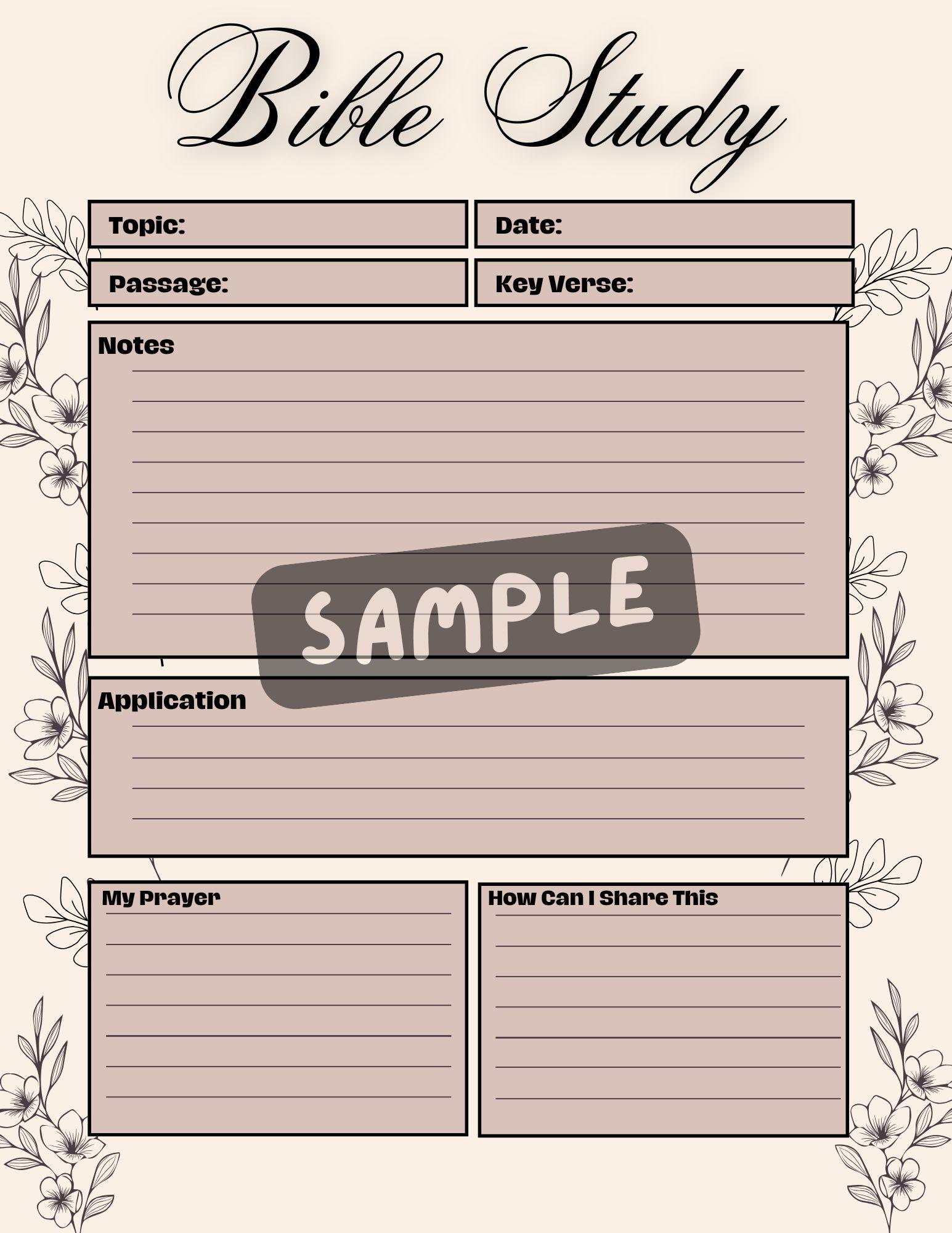 Bible Study Printable Template | Scripture Study Sheet | Faith-based ...
