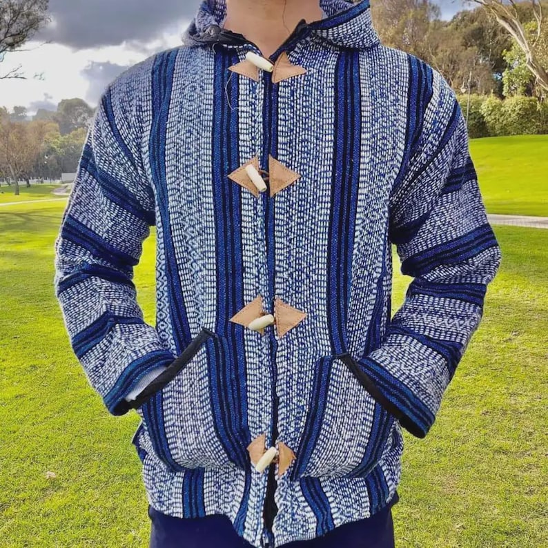 Moroccan Wool Jacket, Berber Djellaba, Striped Boho Hoodie, Winter Coat ...