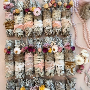 Floral Sage Bundle Gift, Magical Smudge Stick, Large White Sage Wand ...