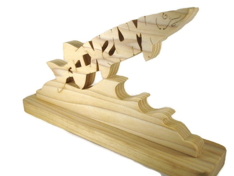 Muskie Fish Desk or Shelf Clock Handmade From Poplar Wood by - Etsy