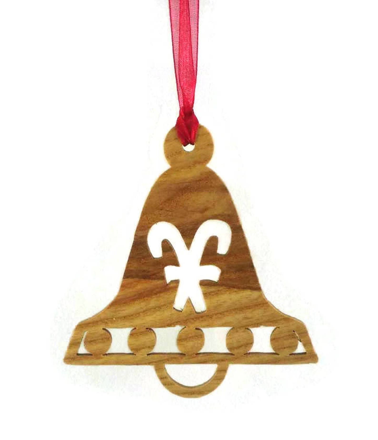 Christmas Bell With Candy Canes Ornament Handmade From Ash - Etsy