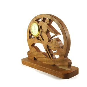 Male Ski Scene Desk or Shelf Clock Handmade From Cherry Wood by ...