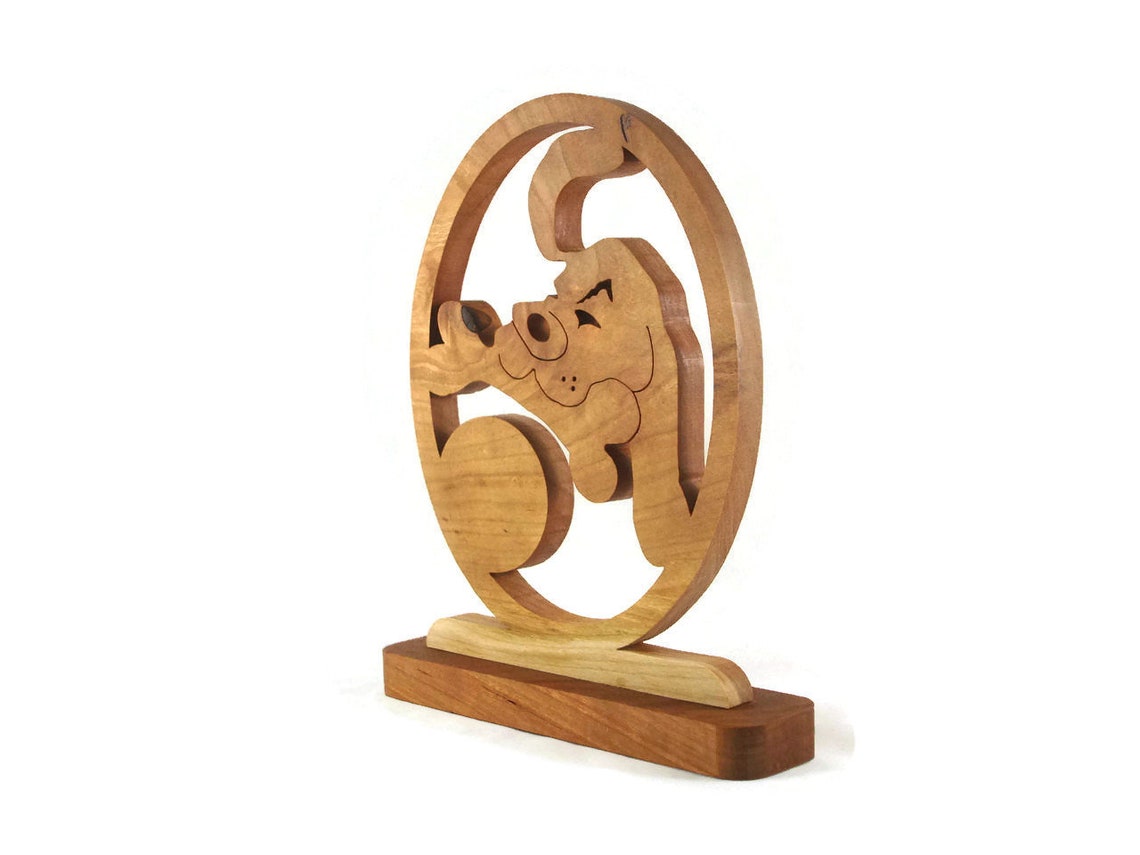 Dog With Doggy Bone Desk or Shelf Clock Handmade From Cherry Wood - Etsy