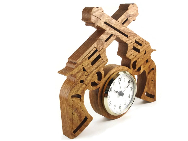 Six Shot Revolver Pistol Wall Hanging Clock Handmade From Oak - Etsy