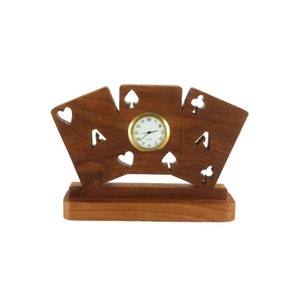 Playing Cards Desk Clock Handmade From Cherry Wood by Kevskrafts - Etsy