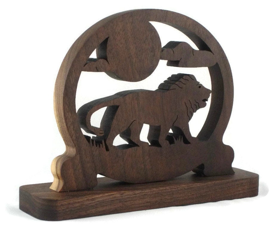 Lion Scene Desk Clock With Quartz 1-7/16 Clock Insert | Etsy