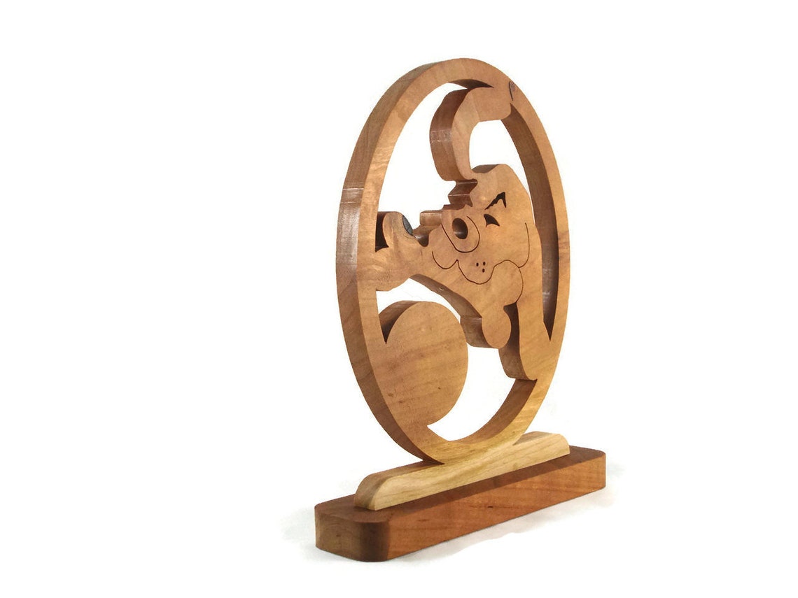 Dog With Doggy Bone Desk or Shelf Clock Handmade From Cherry Wood - Etsy