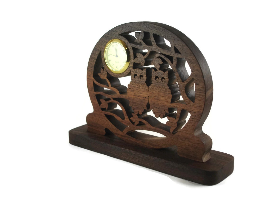 Owls Desk or Shelf Clock Handmade From Walnut Wood by | Etsy