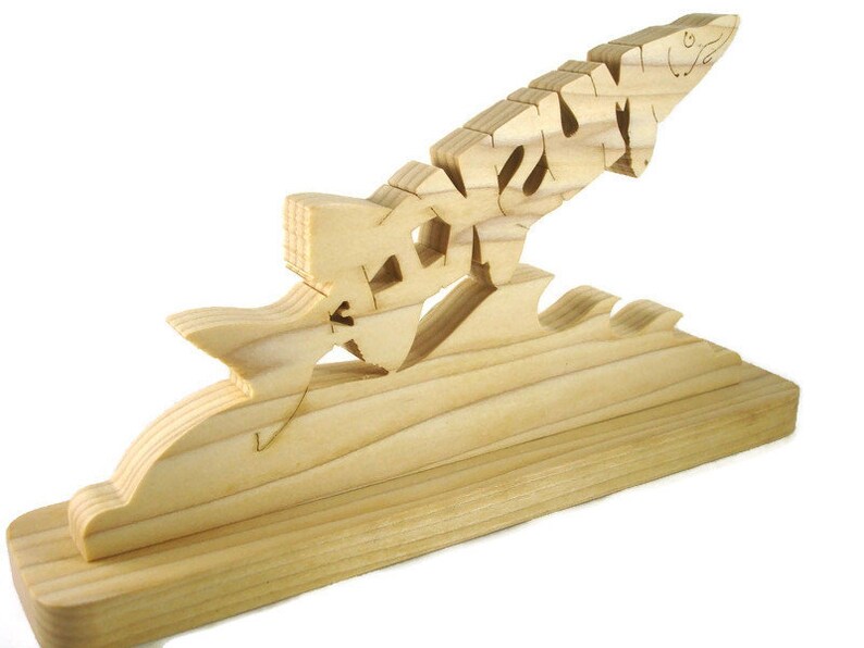 Muskie Fish Desk or Shelf Clock Handmade From Poplar Wood by | Etsy