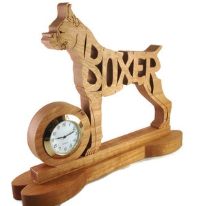 Boxer Dog With Cropped Ears Desk Clock Handcrafted From Cherry Lumber ...