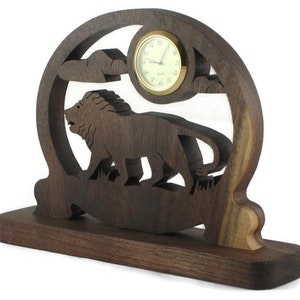 Lion Scene Desk Clock With Quartz 1-7/16 Clock Insert - Etsy