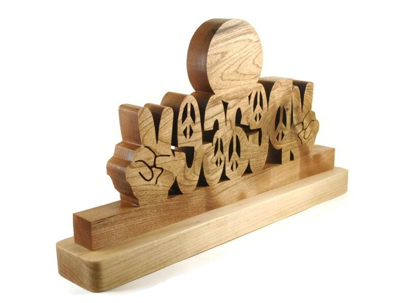 Peace Sign Desk or Shelf Clock Handmade From Maple Wood by Kevskrafts ...