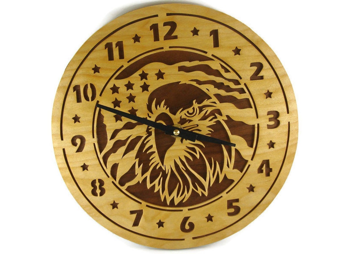American Eagle Wood Wall Hang Clock - Etsy