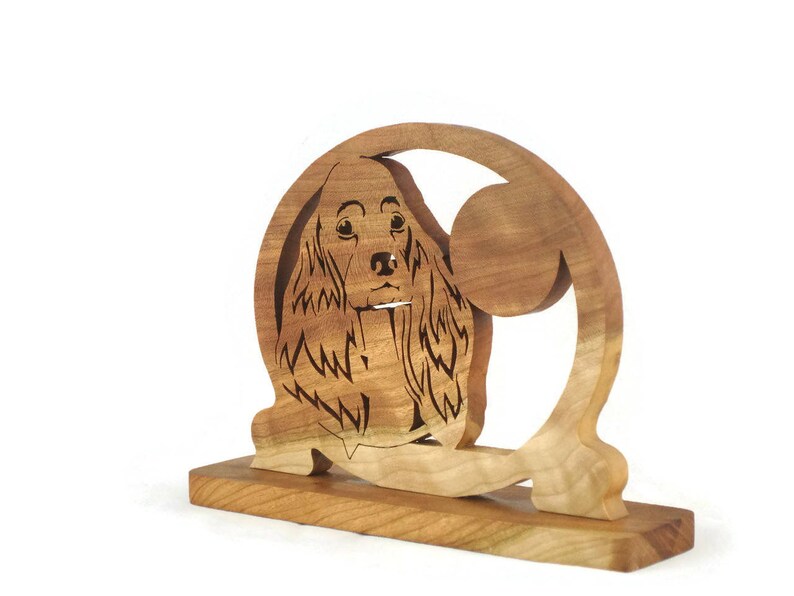 Cocker Spaniel Dog Desk Clock Handmade From Cherry Wood 1-7/16 Quartz ...