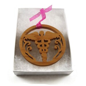 Caduceus Medical Symbol Christmas Ornament Handmade From Cherry Wood by ...