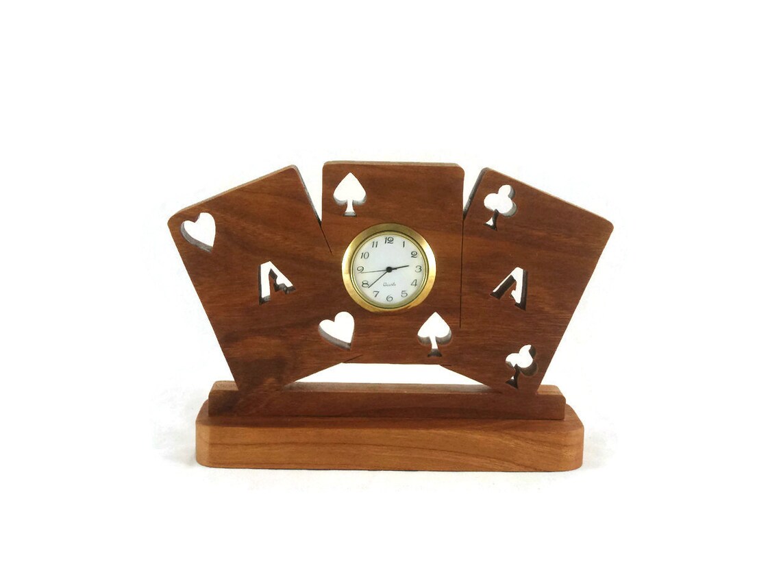 Playing Cards Desk Clock Handmade From Cherry Wood by - Etsy