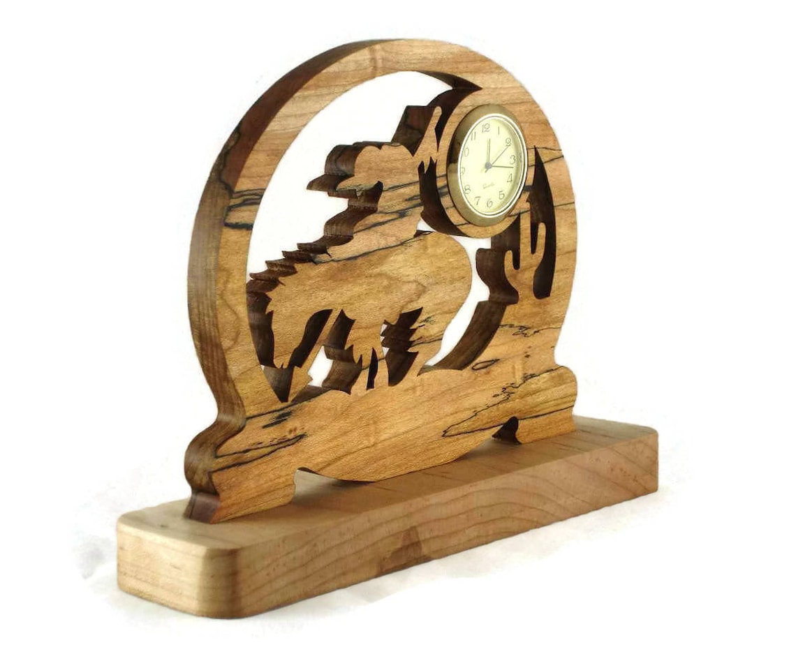 End of Trail Desk Clock Handmade From Spalted Maple Cut by - Etsy