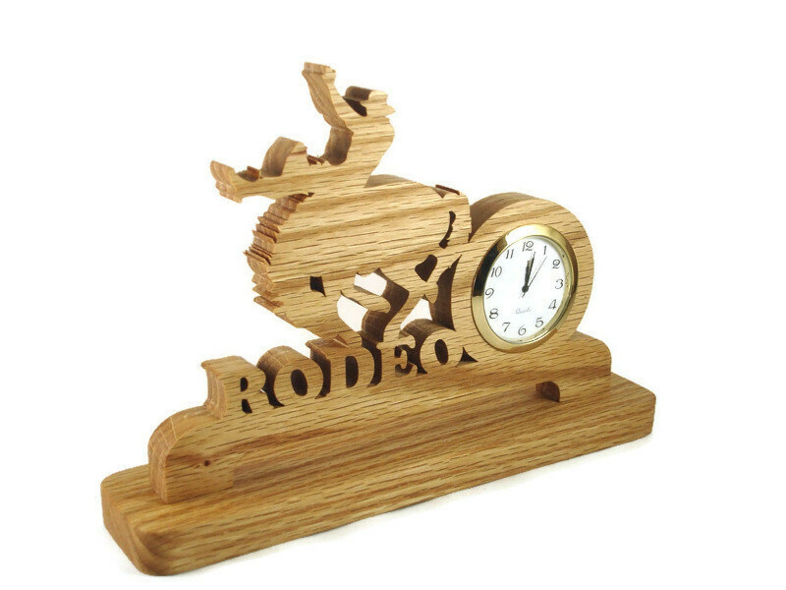 Rodeo Bucking Bronco Desk or Shelf Clock Handmade From Oak - Etsy