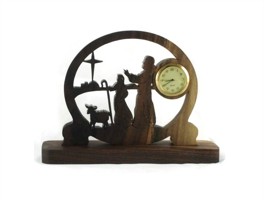 Shepard's and Star of Bethlehem Scene Mini Desk Clock Handmade From ...