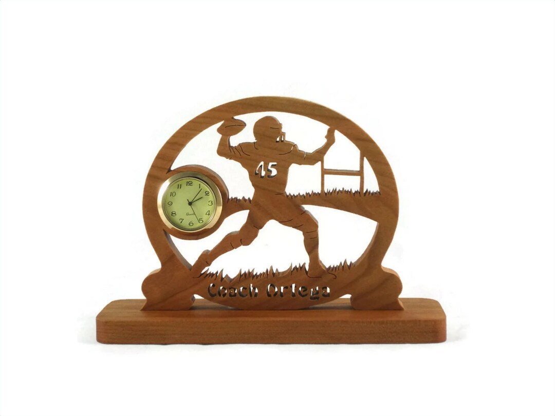 Personalized Football Player Desk Clock Handcrafted From Cherry Wood - Etsy