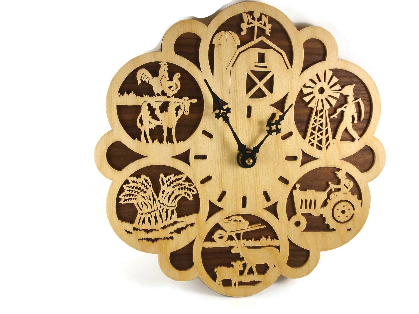 Farming Themed Wall Hanging Clock Handmade From Birch and - Etsy