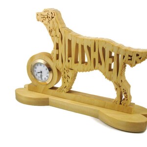 English Setter Wood Quartz Desk Clock Handcrafted From Poplar Lumber - Etsy