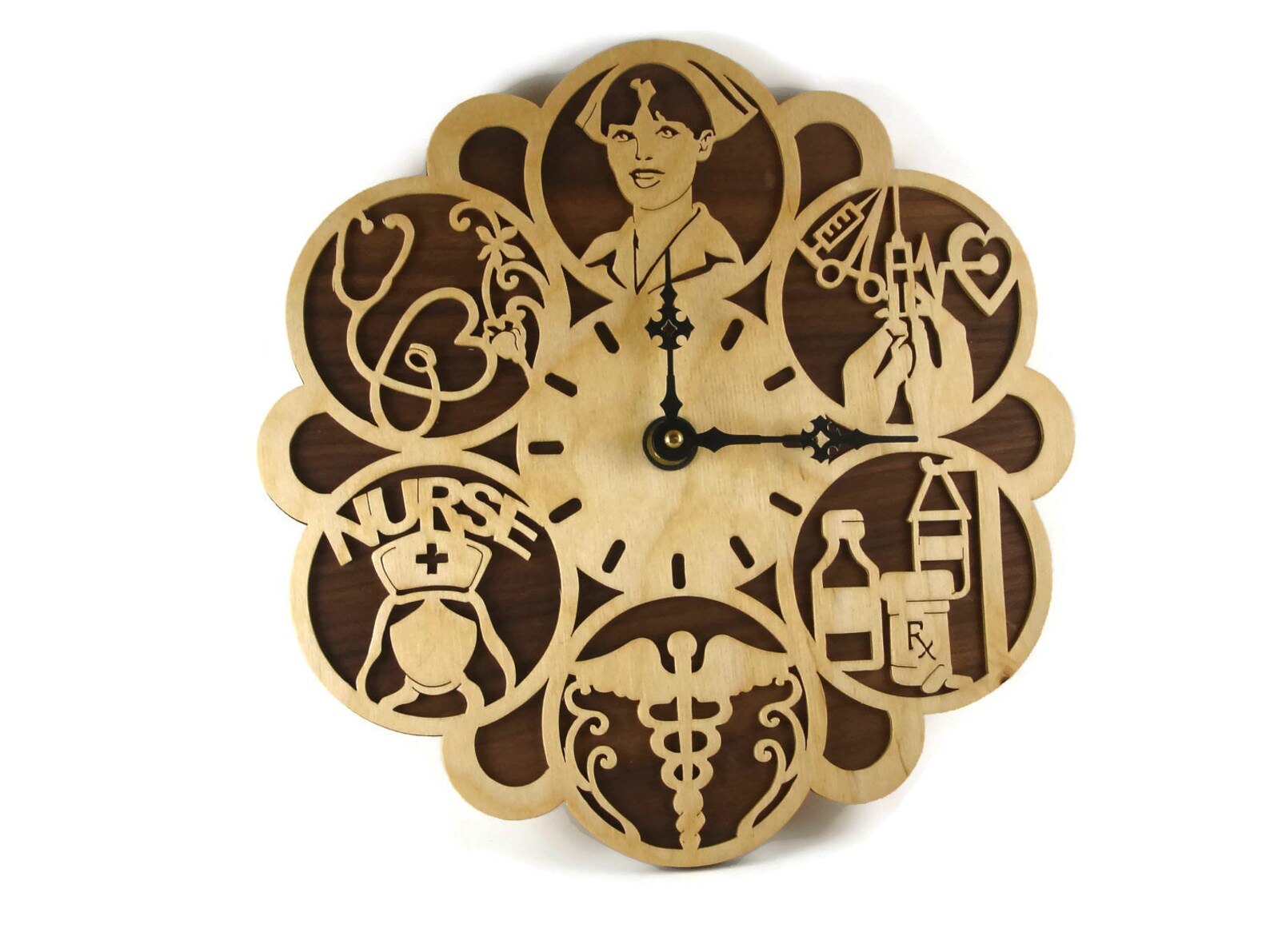 Nurse RN Themed Wood Wall Hanging Clock Handmade by Kevskrafts | Etsy