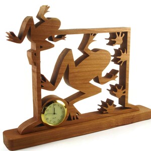 Frogs With Footprints Mini Desk Clock Handmade From Cherry 1-7/16 ...