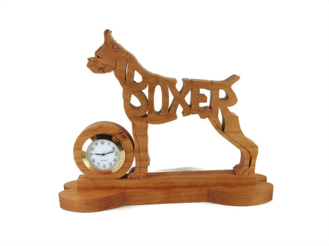 Boxer Dog With Cropped Ears Desk Clock Handcrafted From Cherry Lumber ...