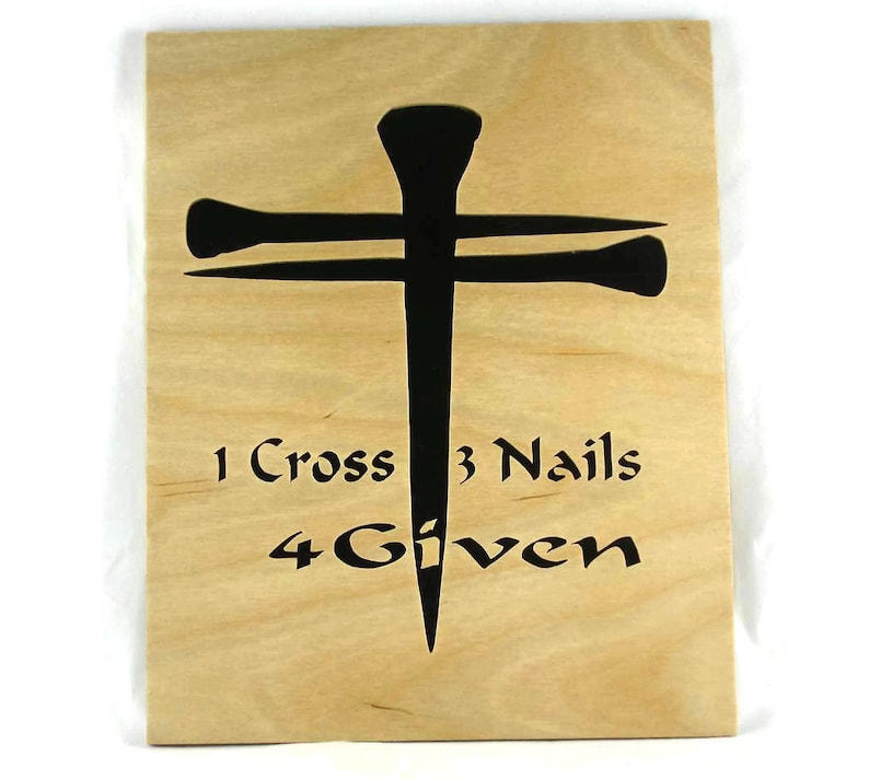Cross Portrait of Nails With Saying 1 Cross 3 Nails 4 - Etsy
