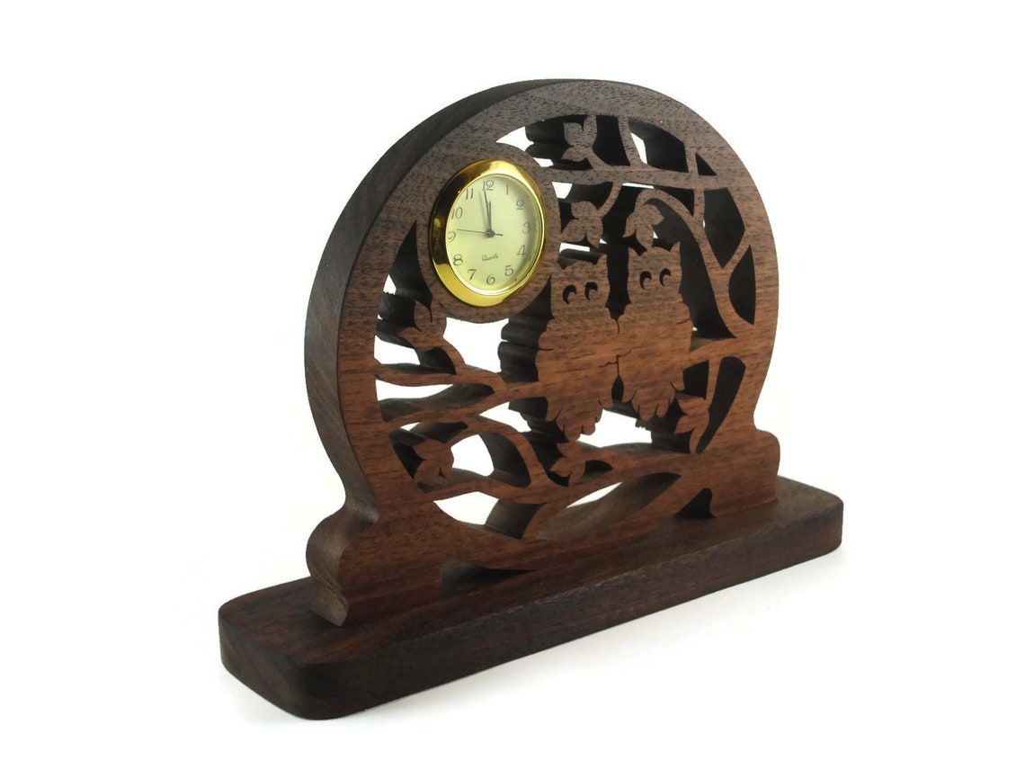Owls Desk or Shelf Clock Handmade From Walnut Wood by - Etsy