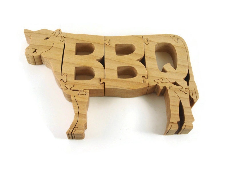 BBQ Cow Wooden Scroll Saw Puzzle Handmade by Kevskrafts - Etsy