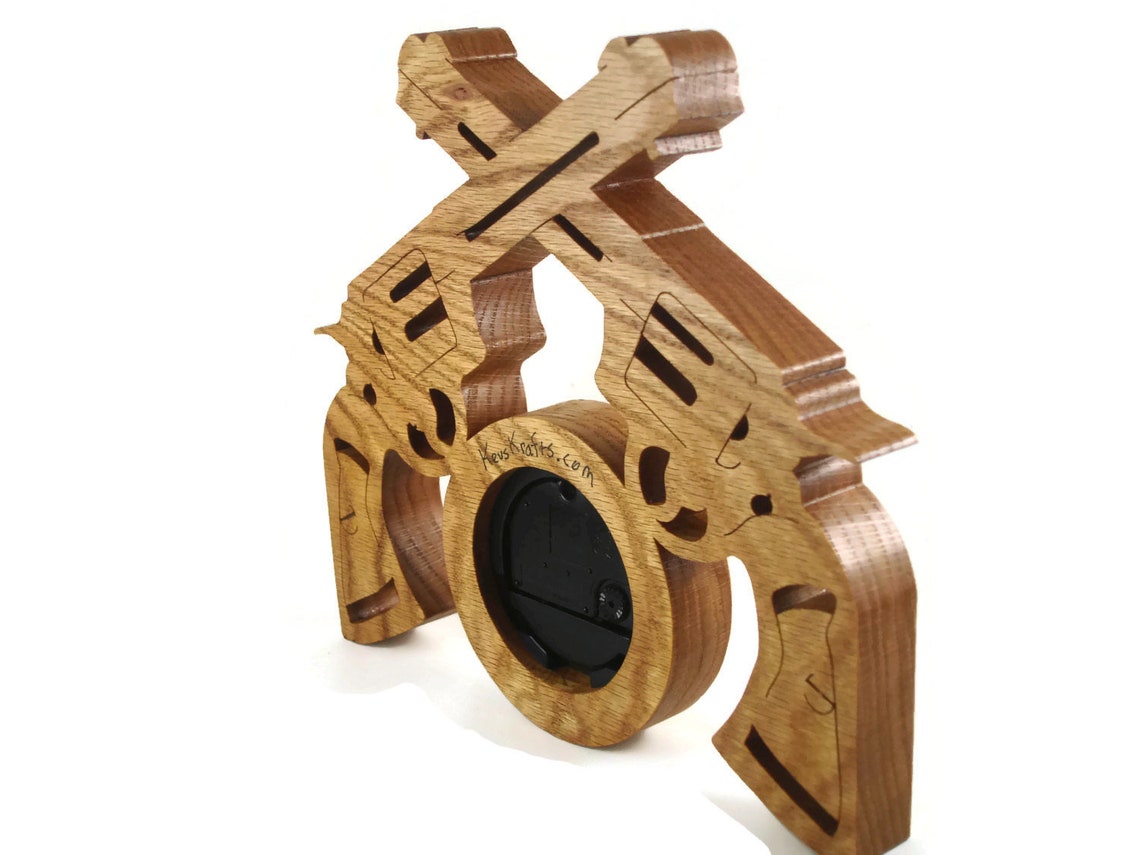Six Shot Revolver Pistol Wall Hanging Clock Handmade From Oak - Etsy