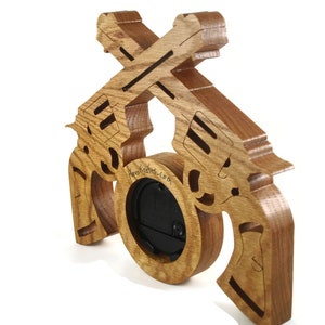 Six Shot Revolver Pistol Wall Hanging Clock Handmade From Oak Wood by ...