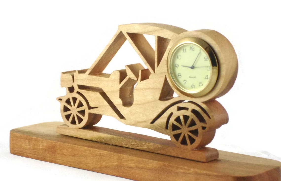 Golf Cart Mini Desk Clock Handmade From Cherry Wood With - Etsy