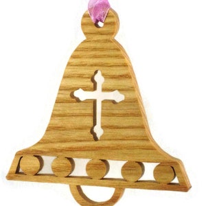 Christmas Bell With Decorative Cross Ornament Handmade From Ash Wood ...