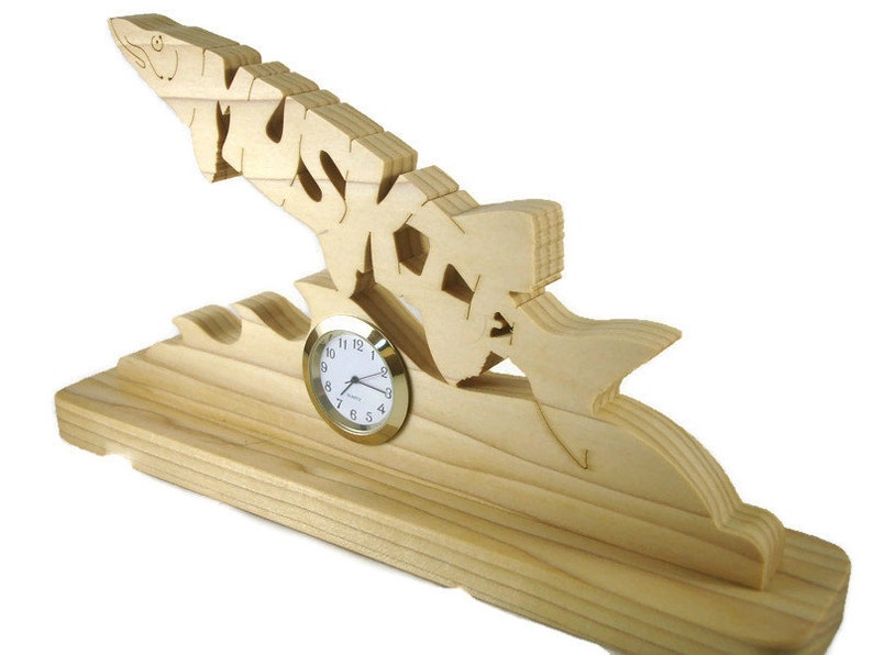Muskie Fish Desk or Shelf Clock Handmade From Poplar Wood by | Etsy