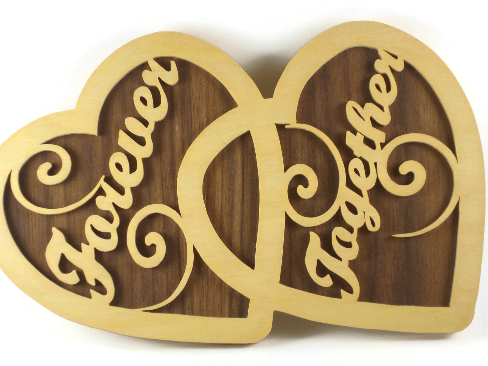 Forever Together Double Hearts Wall Decor Handmade From Walnut - Etsy